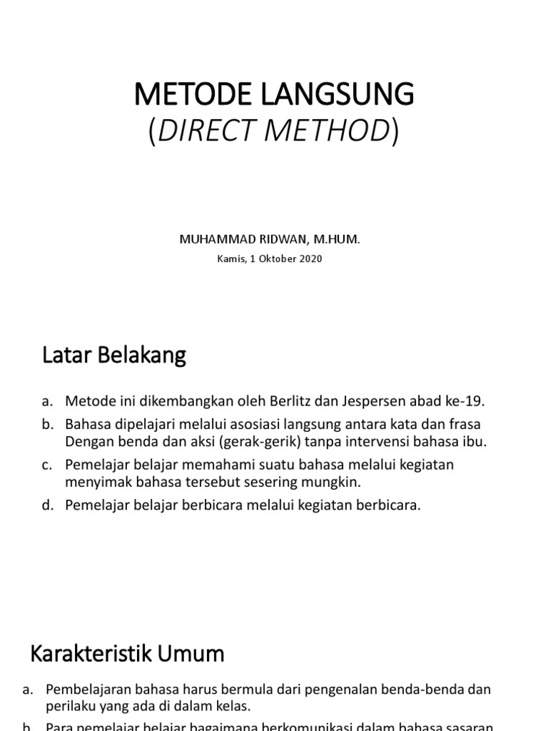 Metode Langsung (Direct Method 1-10-2020) PDF | PDF