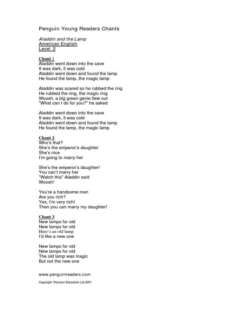 Penguin Young Readers Chants: American English Level 2 Chant 1 | PDF