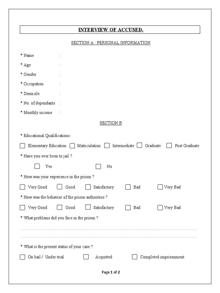Interview Questions for Assault Accused | PDF | Government Information ...