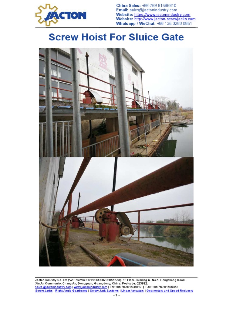 Screw Hoists for Sluice Gates Overview | PDF | Screw | Valve