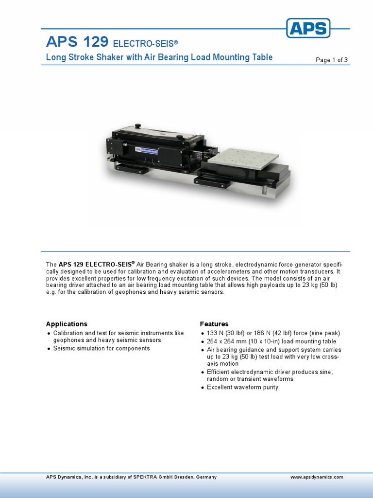Electro-Seis Long Stroke Shaker With Air Bearing Load Mounting Table ...