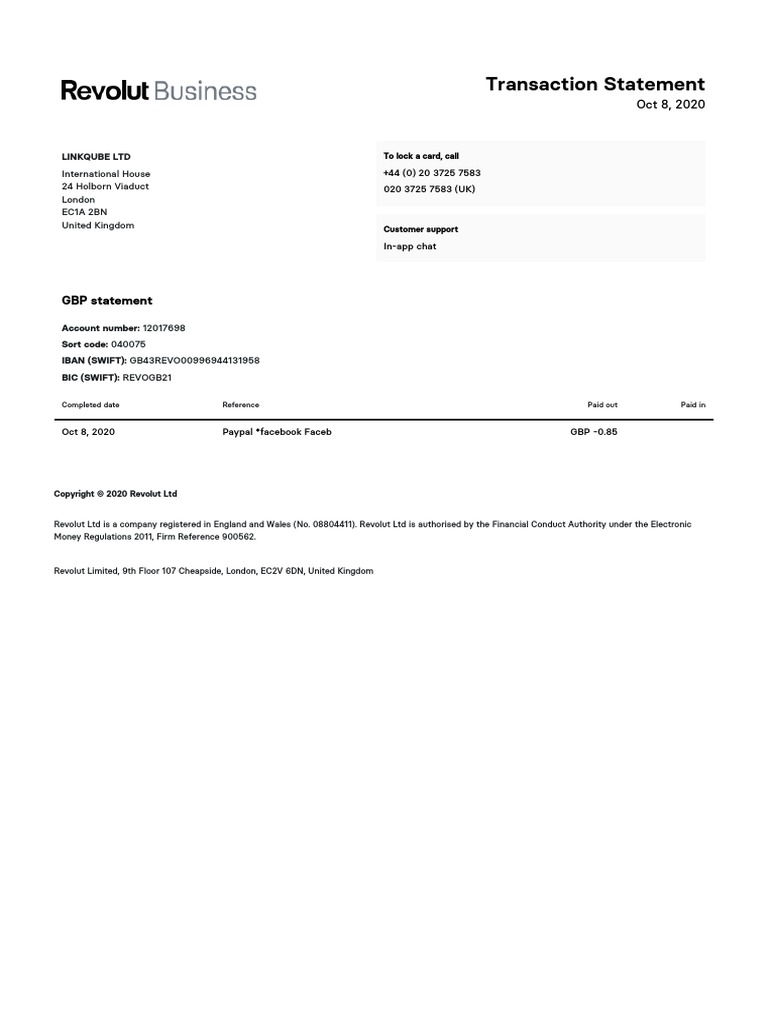 Transaction Statement