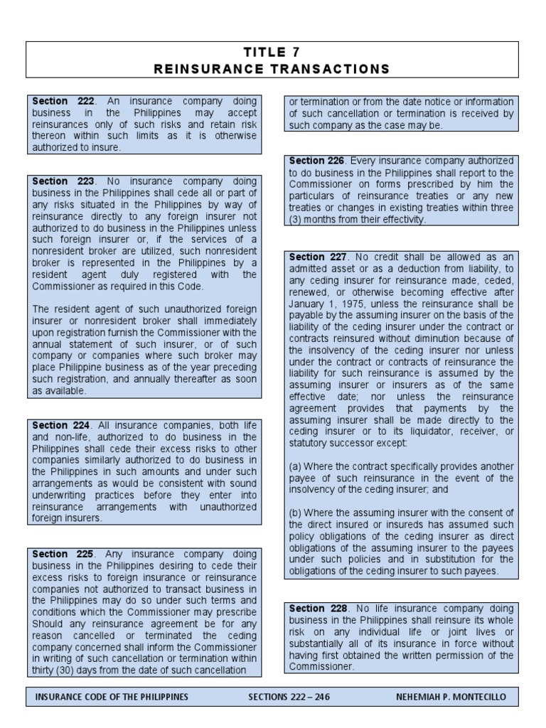 Title 7 Reinsurance Transactions | PDF | Reinsurance | Insurance