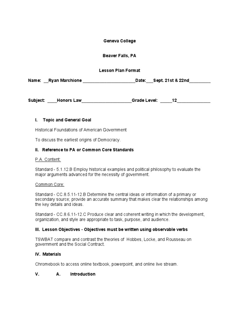 Political Philosophers Lesson Plan | PDF | Teaching | Cognition