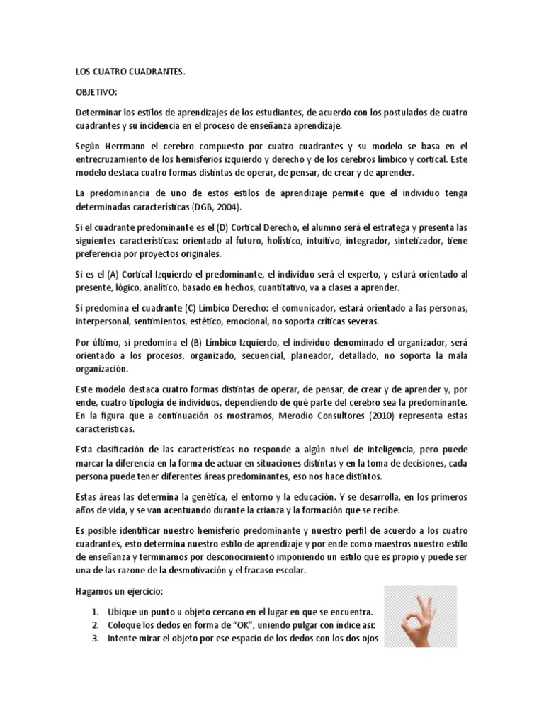 Los Cuatro Cuadrantes | PDF | Aprendiendo estilos | Aprendizaje