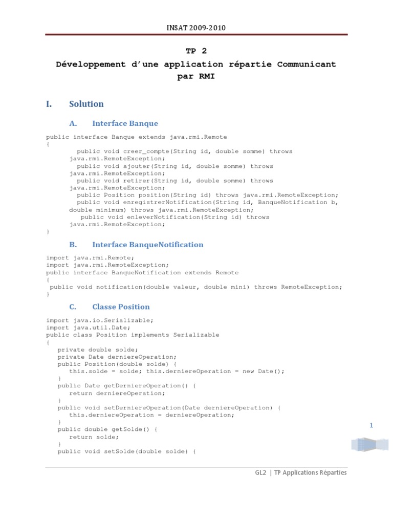TP2 RMI Sol | PDF | Java (Programming Language) | Distributed Computing Architecture