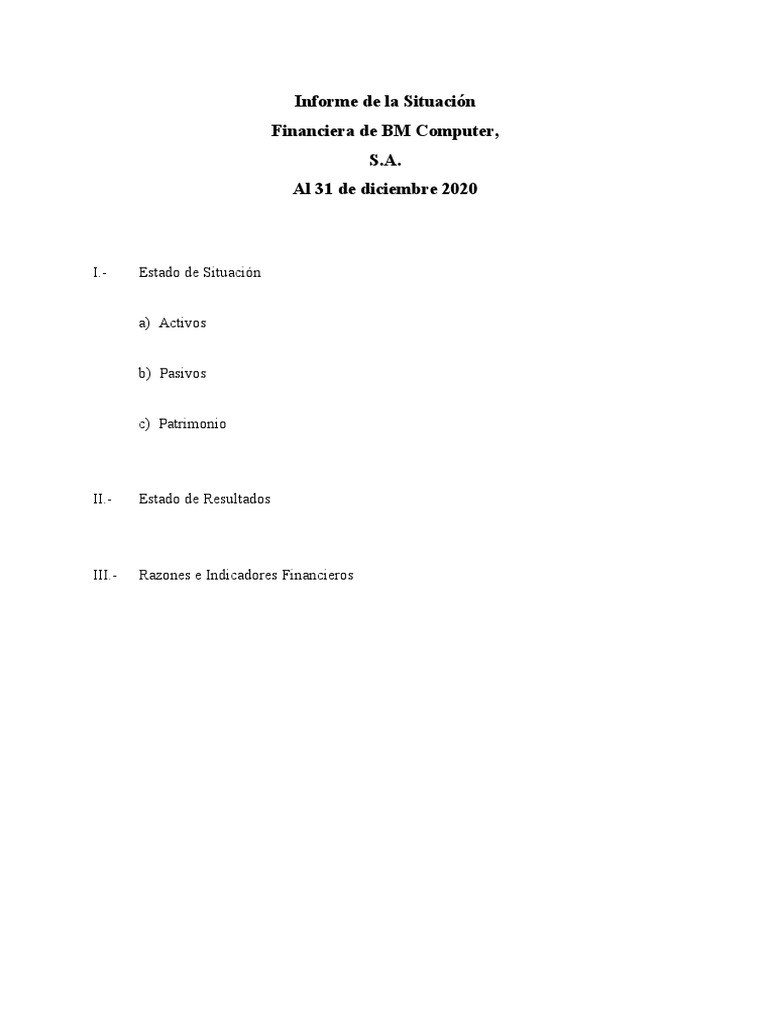 Practica #3 - Informe Evaluacion Financiera BM Computer 2b | PDF ...