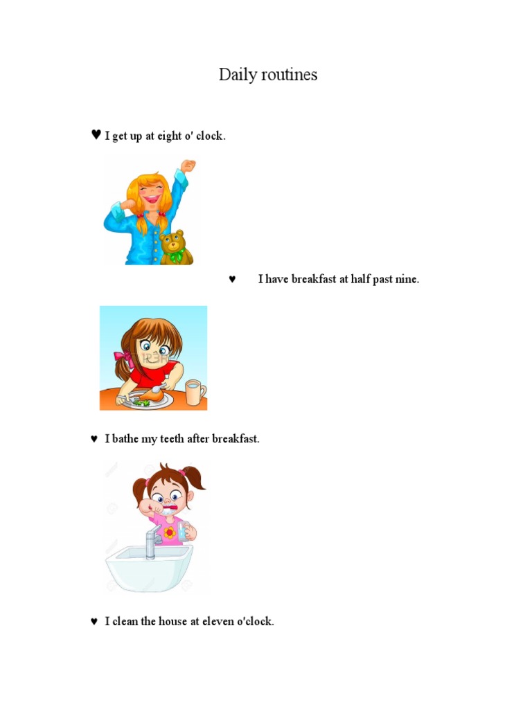 Daily Routines .: I Get Up at Eight O' Clock | PDF