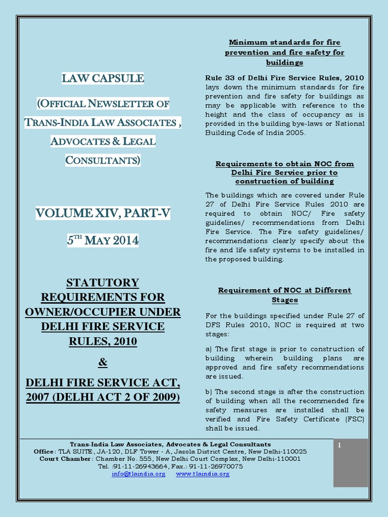 Fire-NOC-Law-Capsule - May 2014 | PDF | Fire Safety | Advocate