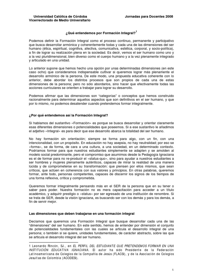 Formacion Integral | PDF