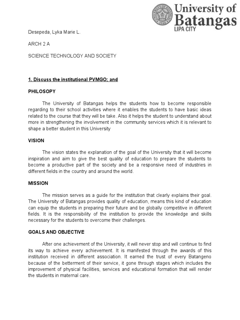 Discuss The Institutional PVMGO and Philosopy | PDF | Goal | University