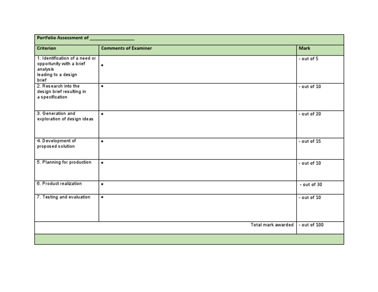 Assessment Form | PDF