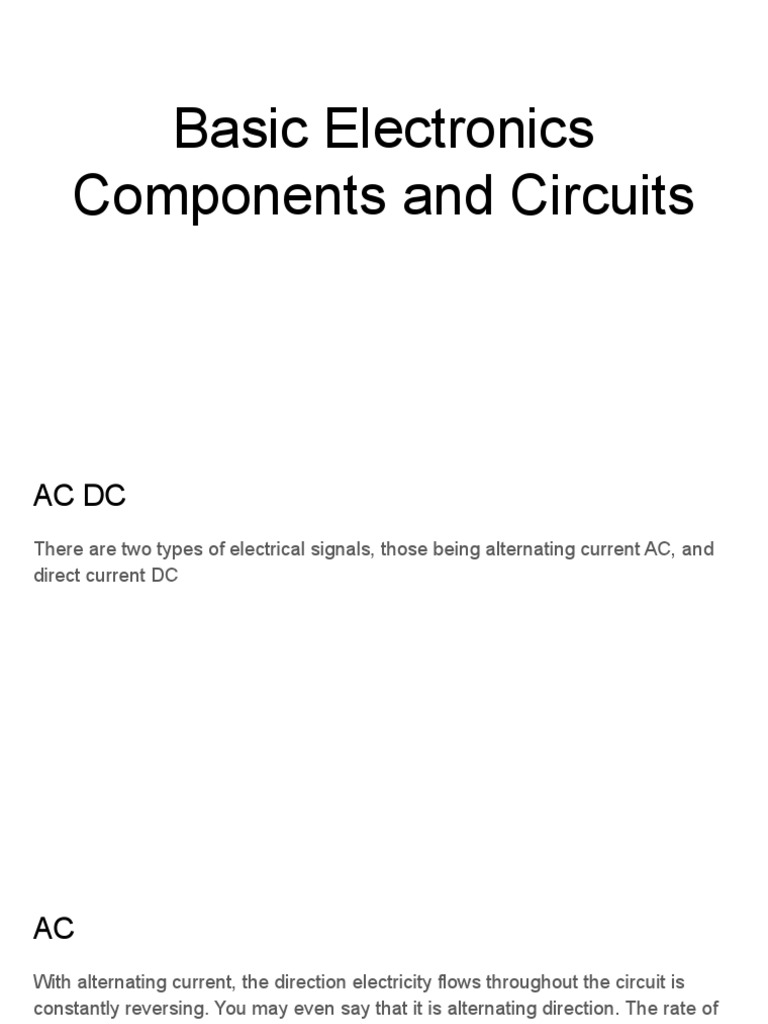 Basic Electronics: AC/DC Circuits Guide | PDF | Electrical Network ...