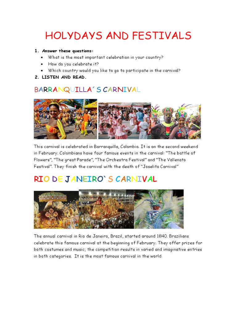 Holydays and Festivals: RI V L | PDF
