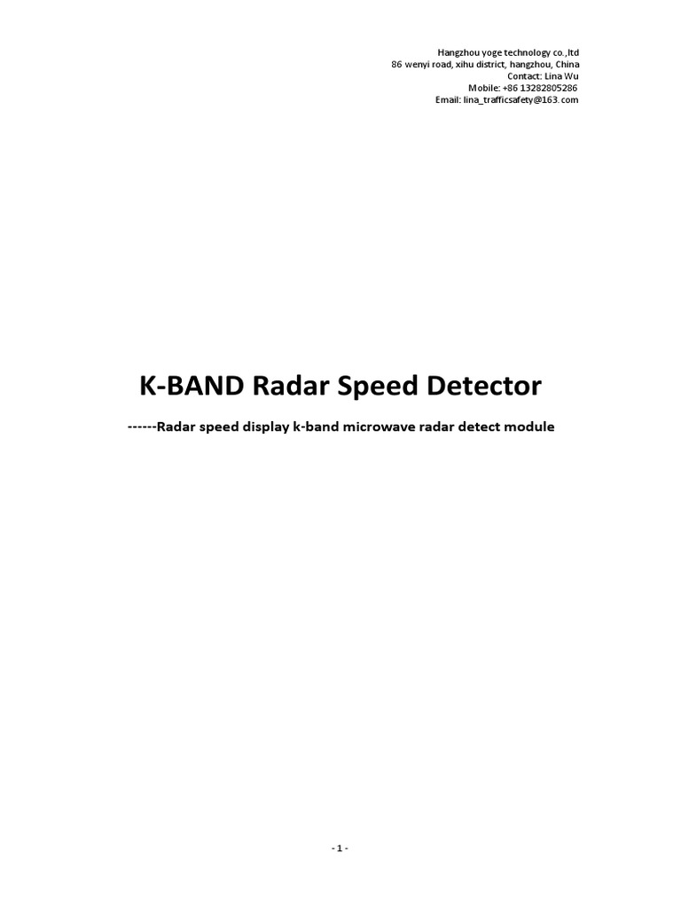 K-Band Radar Speed Detector Overview | PDF | Radar | Microwave