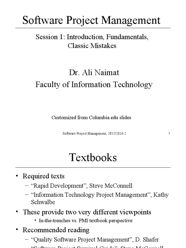 Ch1-Introduction, Fundamentals, Classic Mistakes | PDF | Project ...