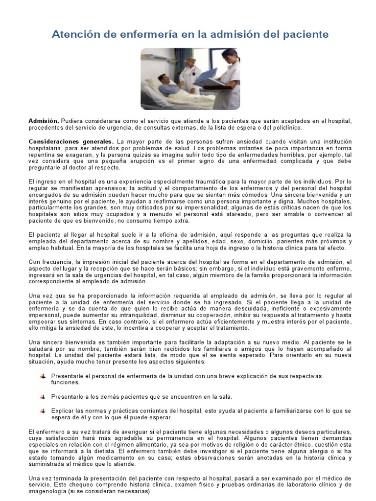 Atención de Enfermería en La Admisión Del Paciente | PDF | Historial ...