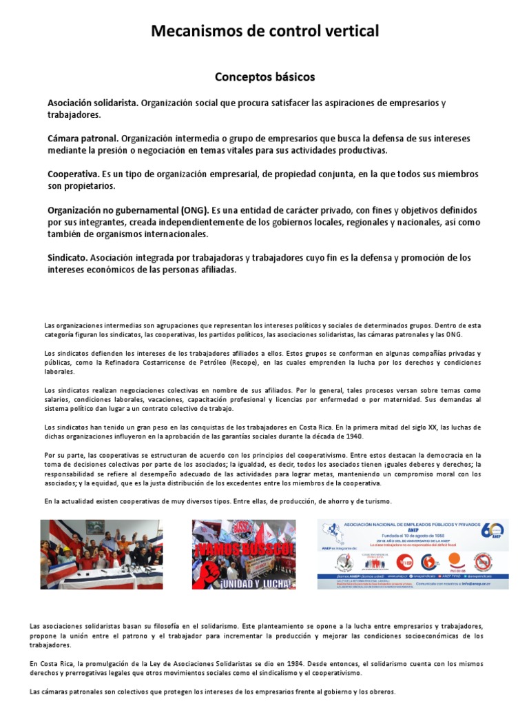Los mecanismos de control vertical en Costa Rica: sindicatos ...