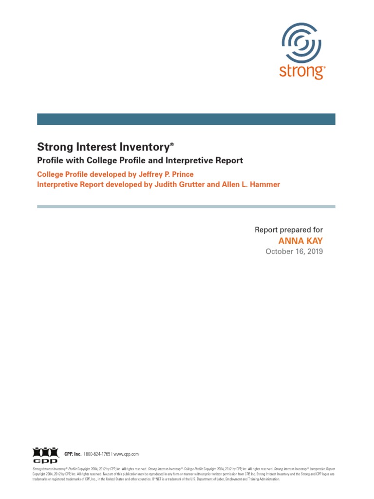 Strong Interest Inventory | Download Free PDF | Leadership | Interest
