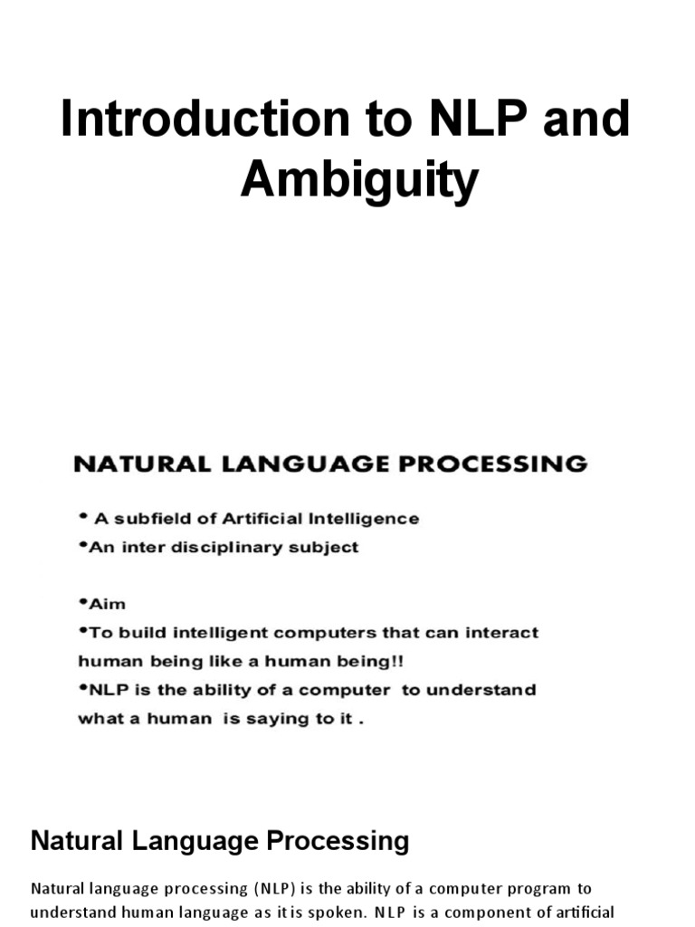 Introduction To NLP and Ambiguity | PDF | Part Of Speech | Word