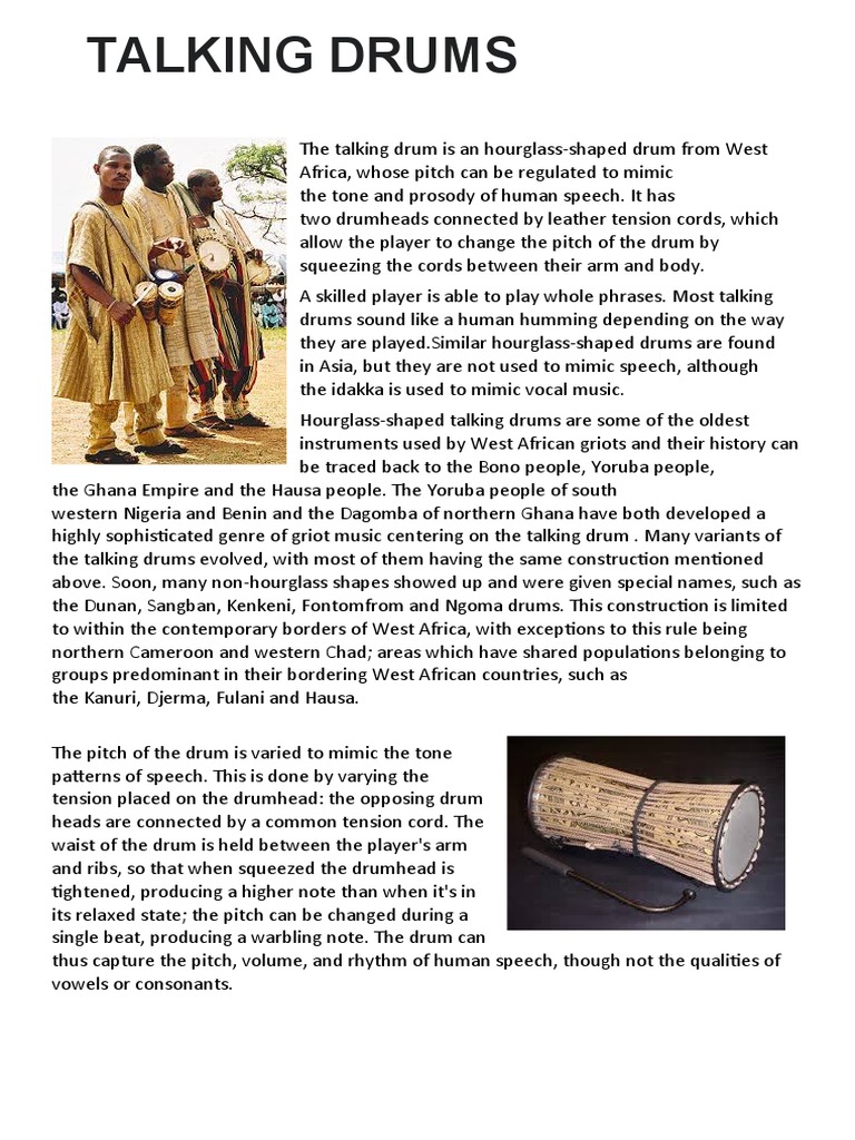 West African Talking Drums | PDF | Percussion Instruments ...