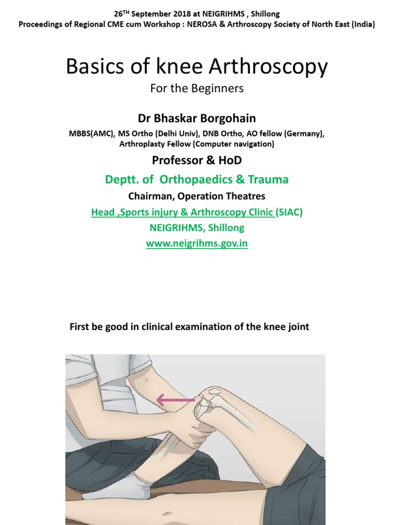 Basics of Knee Arthroscopy: For The Beginners | PDF | Knee ...