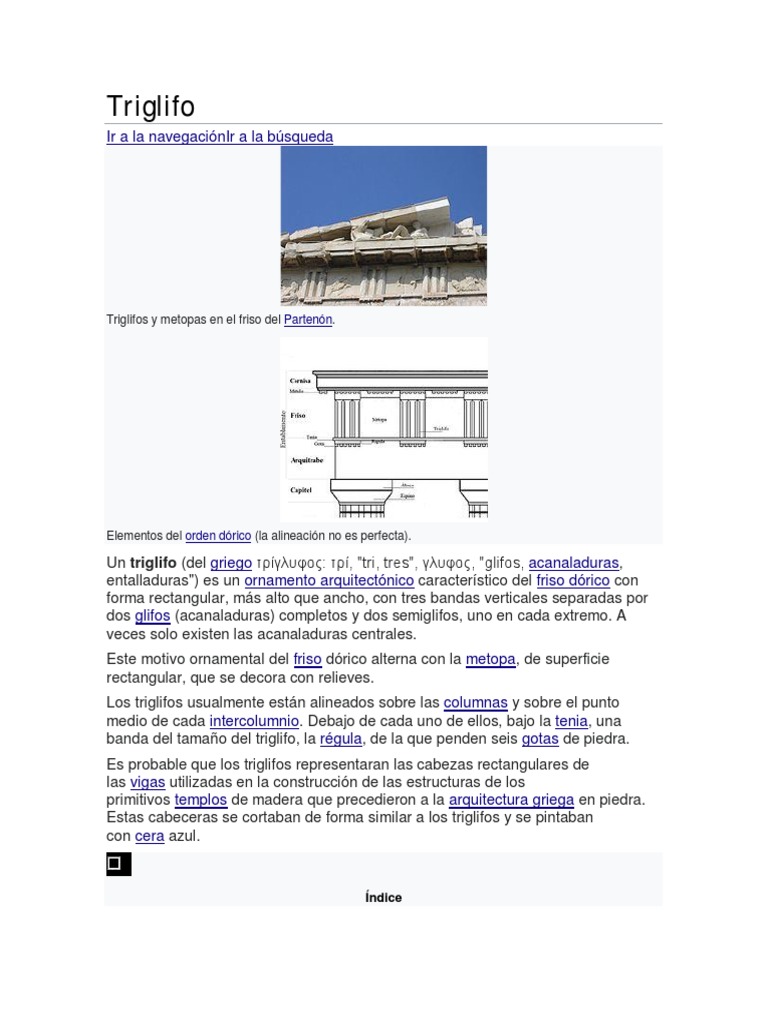 Triglifo | PDF | Estilos arquitectonicos | Elementos arquitectónicos