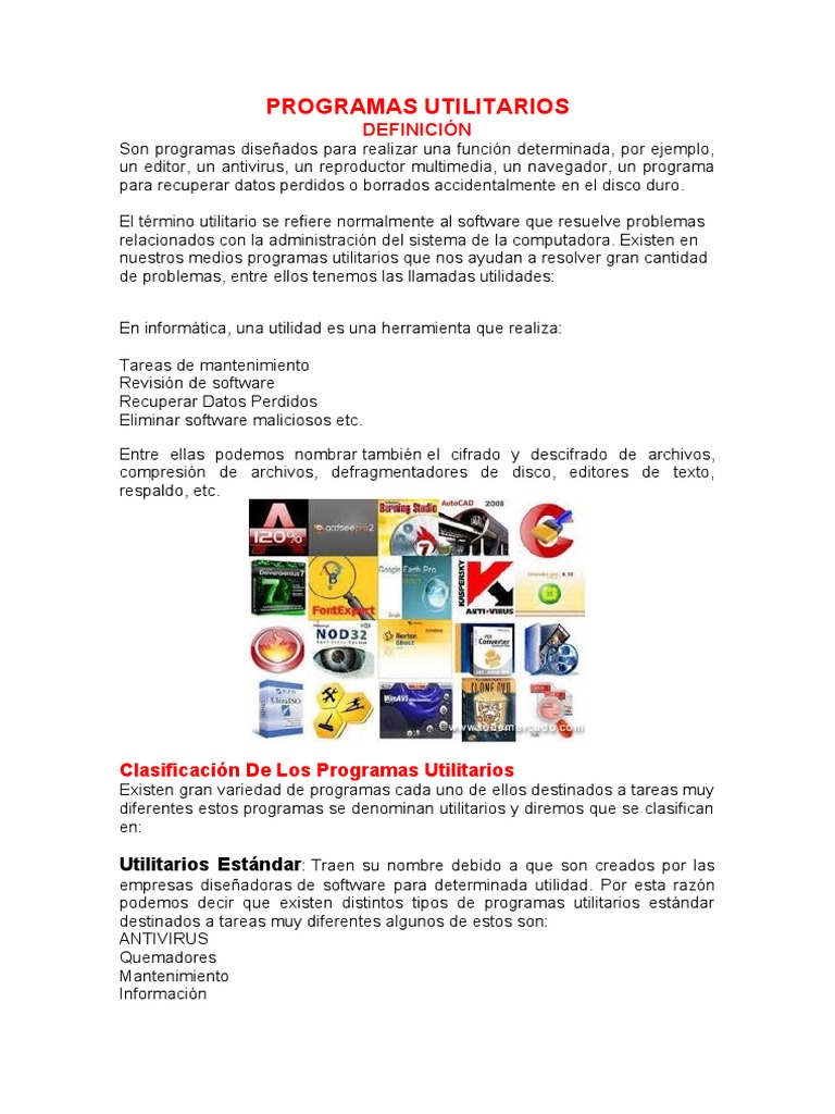 Programas Utilitarios | PDF | Archivo de computadora | Multimedia
