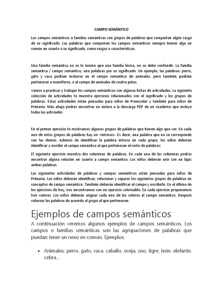 Campo Semántico | PDF | Ropa | Naturaleza