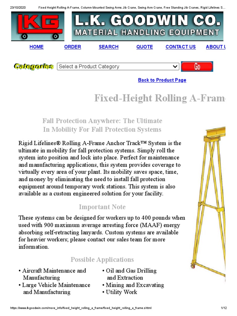 Fixed-Height Rolling A-Frame: Fall Protection Anywhere: The Ultimate in ...