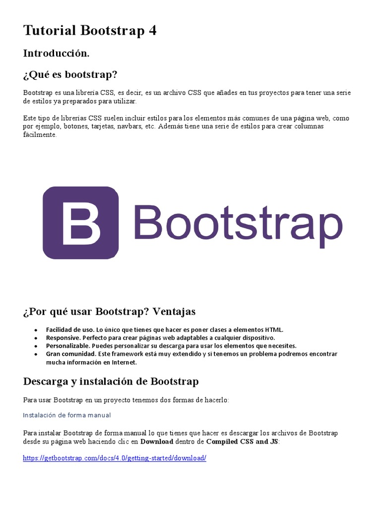 Tutorial Bootstrap 4 | PDF | Bootstrap (marco frontal) | Hojas de ...