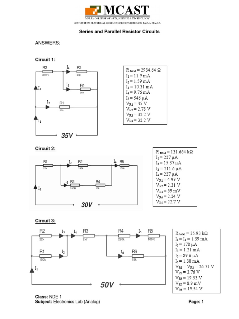 Series and Parallel Resistor Circuits: R2 R3 R4 R5 | PDF | Electricity ...