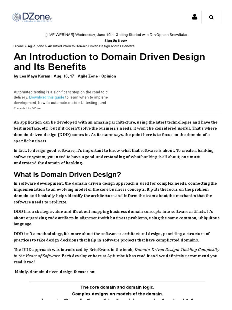 An Introduction To Domain Driven Design and Its Benefits - DZone Agile | PDF | Agile Software ...