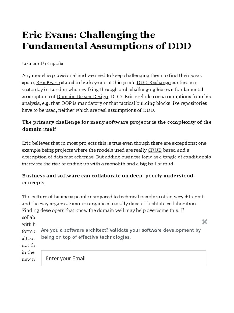 Eric Evans - Challenging The Fundamental Assumptions of DDD | PDF ...
