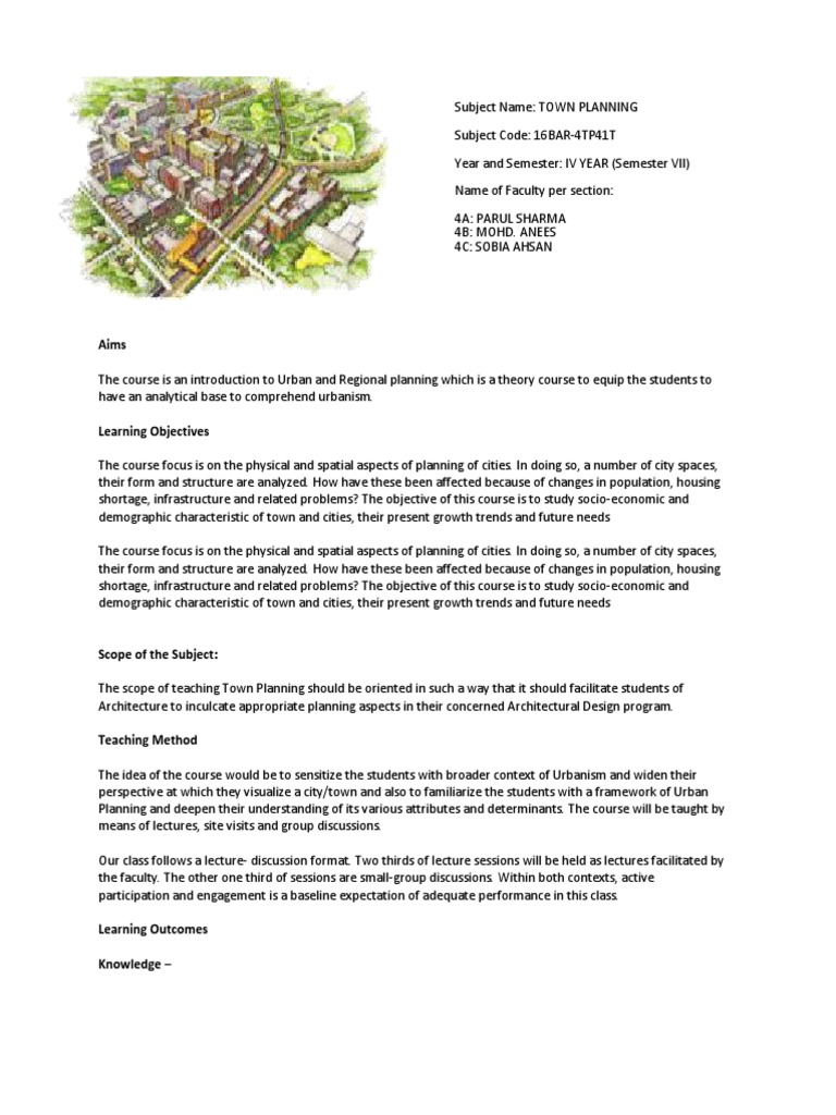 Town Planning - Lesson Plan - Aug'2020 | PDF | Lecture | Learning