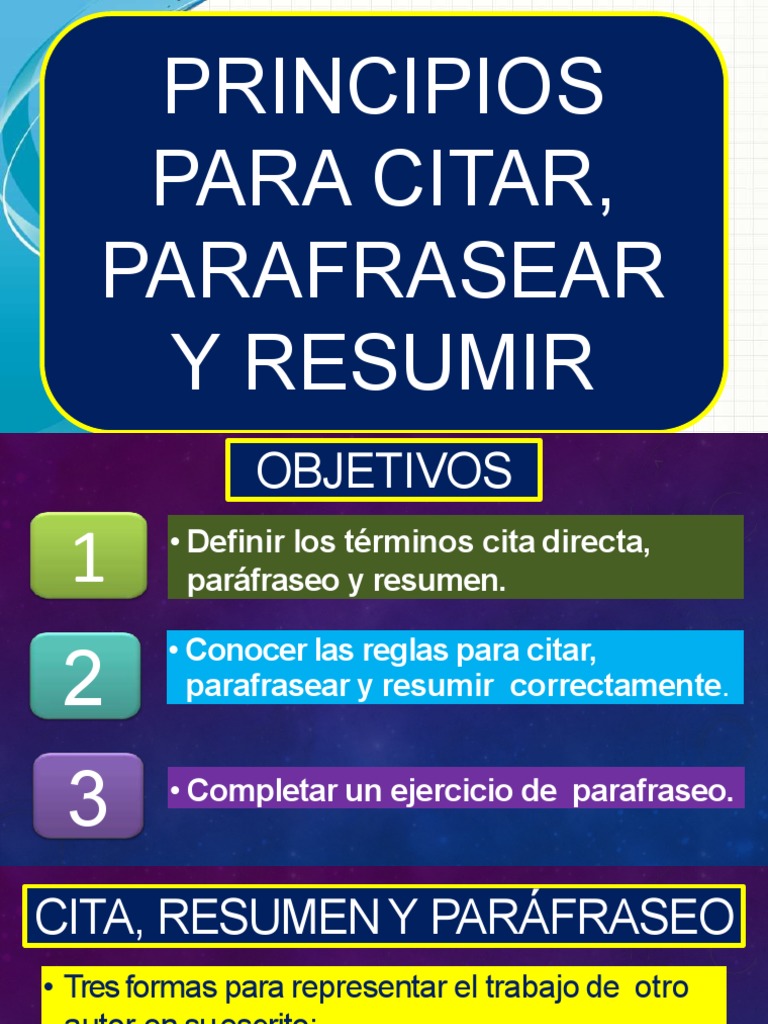 Principios para Citar Parafrasear y Resumenes | PDF | VIH / SIDA | Autor