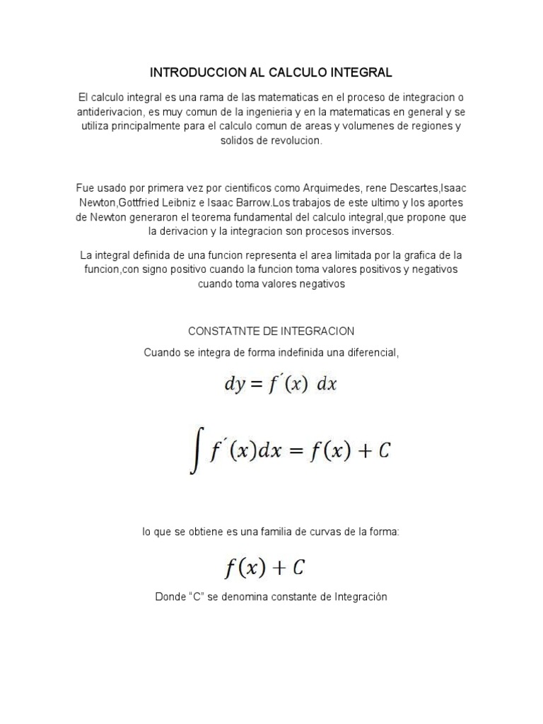 Introduccion Al Calculo Integral | PDF | Integral | Cálculo