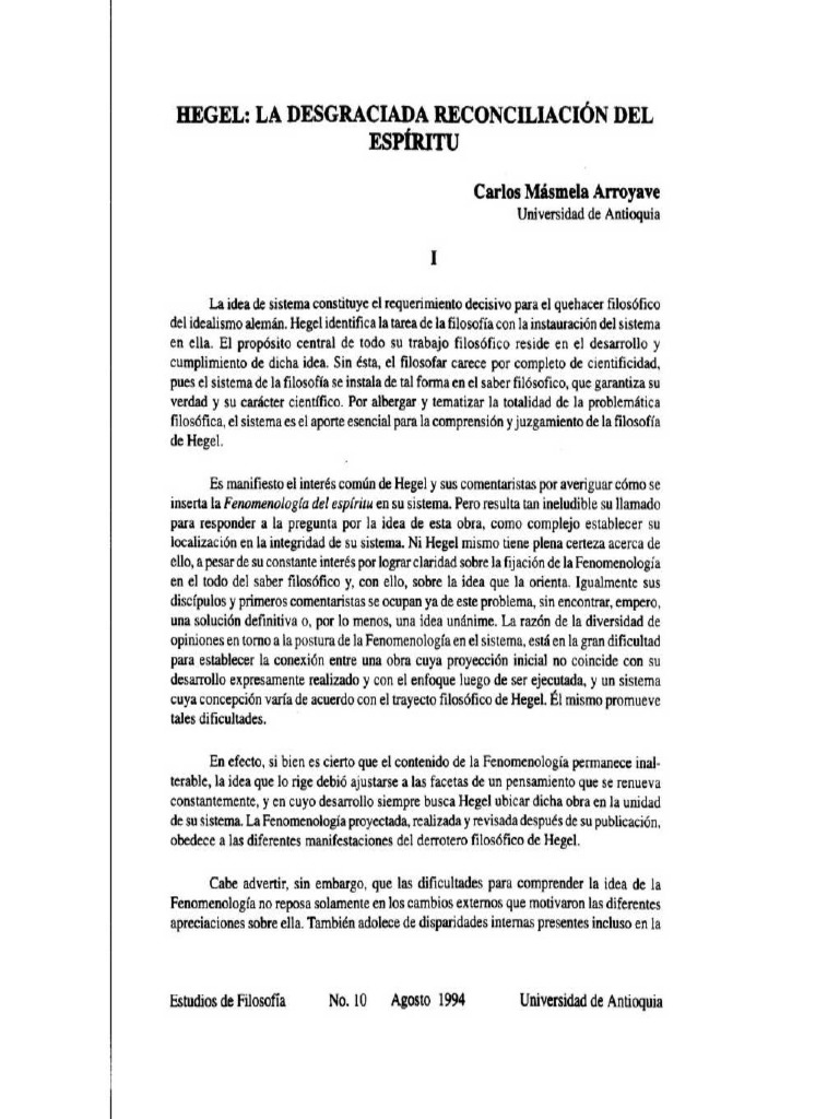 La Desgraciada Reconciliación Del Espíritu PDF | PDF
