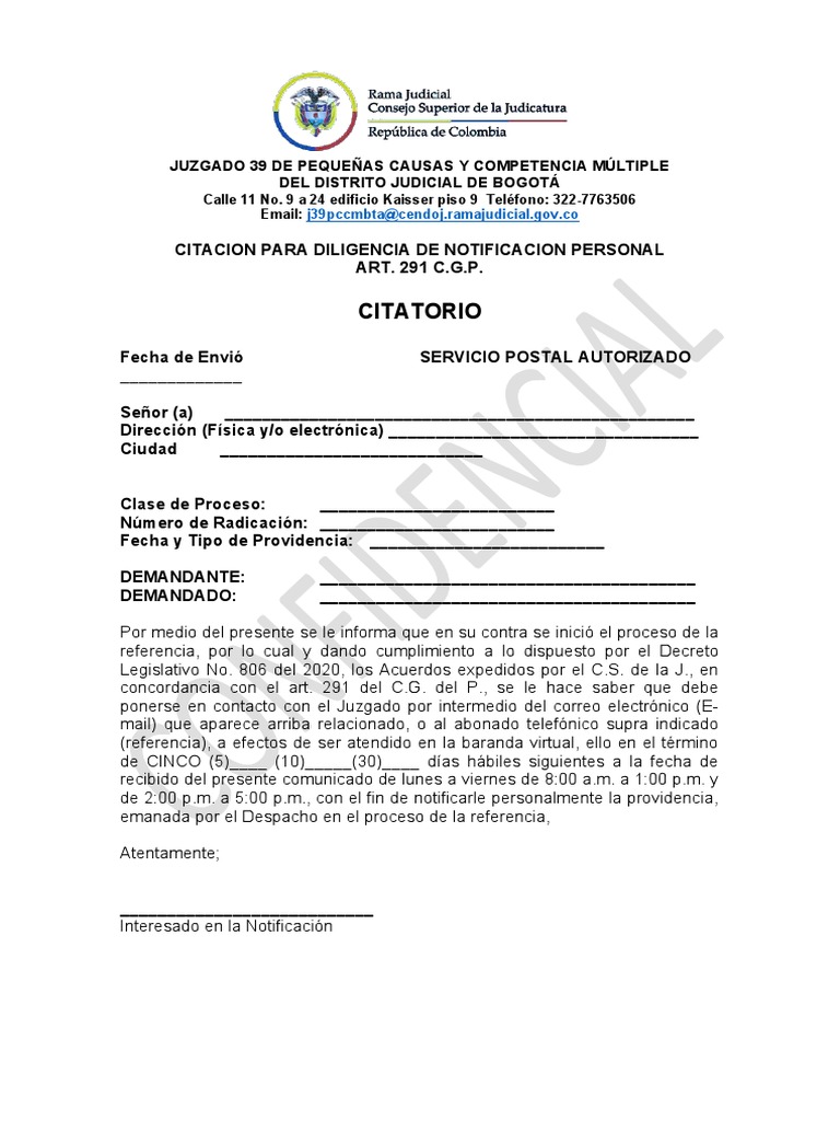 Citatorio Formato 291 | PDF