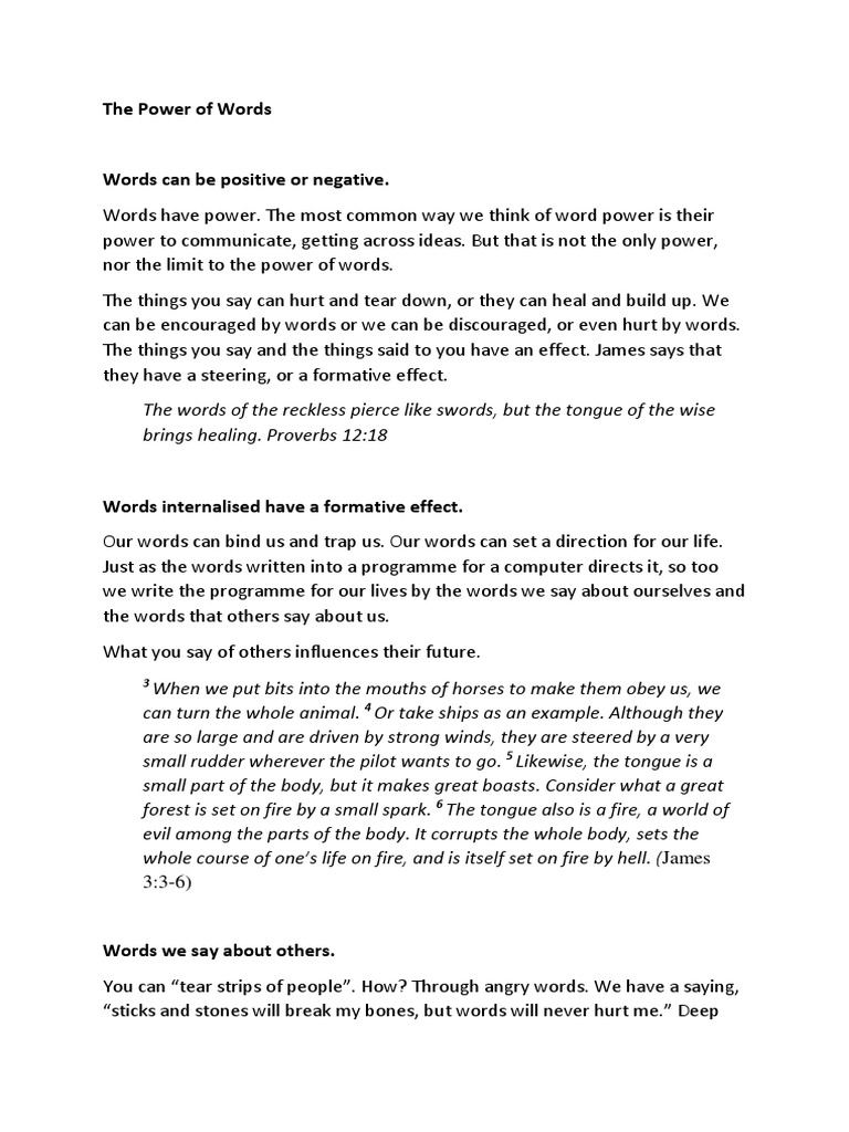 30 The Power of Words | PDF | Glory (Religion) | God