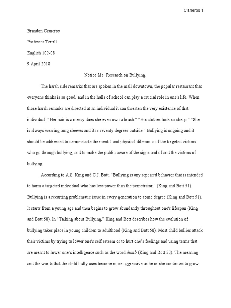 Bullying Research Paper | PDF | Bullying | Racism