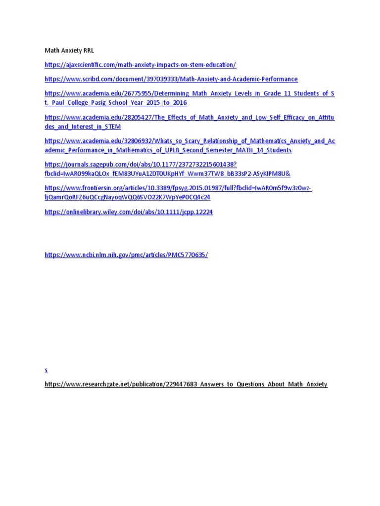 Math Anxiety RRL | PDF | Business | Computers
