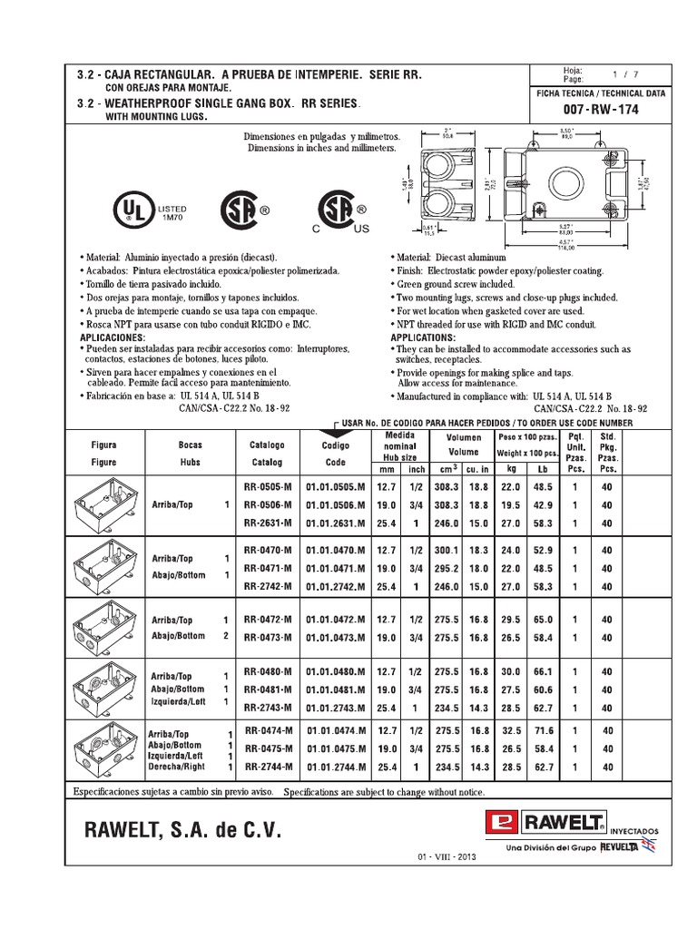 F.T Caja Rectangular Rawelt | PDF
