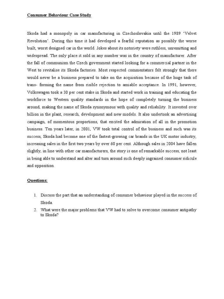 12-12-2019 - Consumer Behaviour - Case Study - Level 5 | PDF | Consumer ...