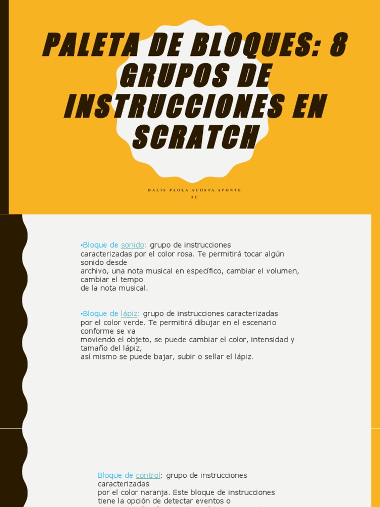 Tipos y funciones de bloques en Scratch | PDF | Scratch (lenguaje de ...