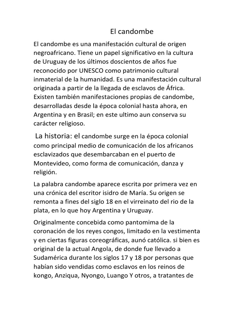 Historia Del Candombe | PDF | Musica Latinoamericana | Cultura (general)