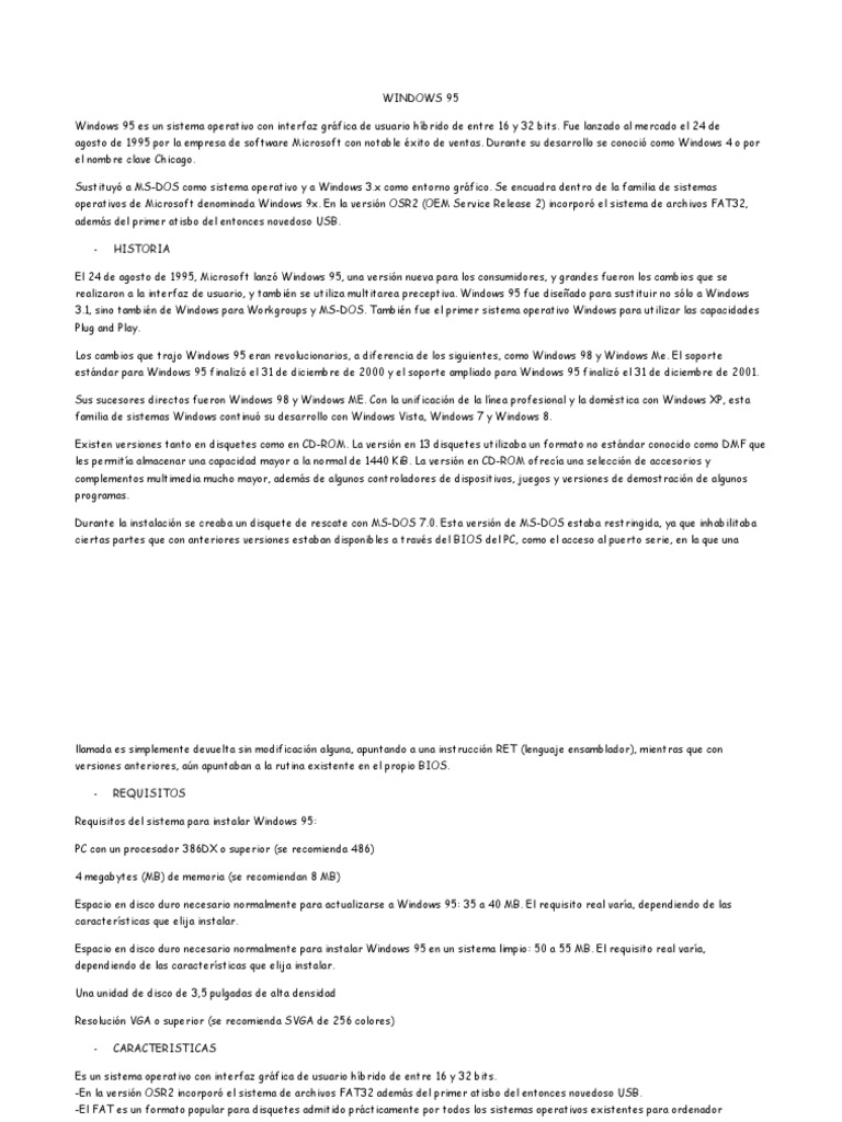 Windows 95 | PDF | Arquitectura X86 | Microsoft Windows