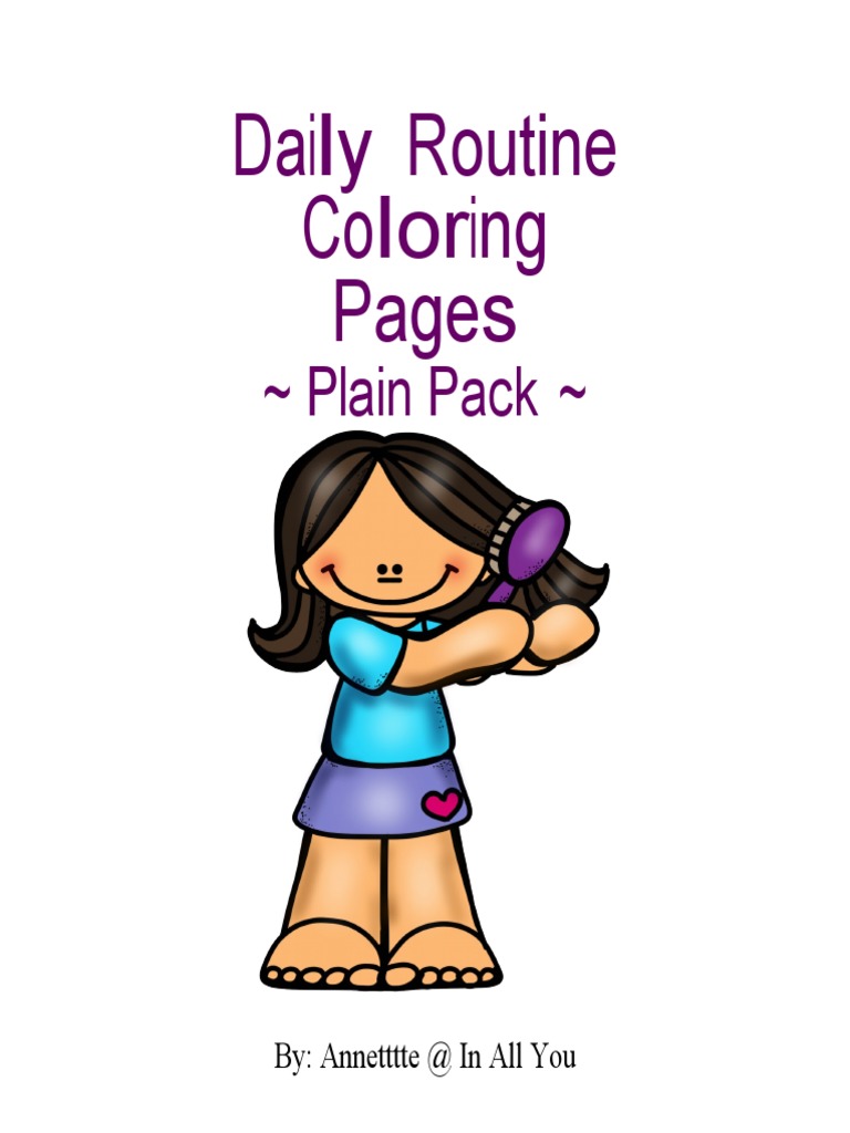 Daily Routine Coloring Pages: Plain Pack | PDF