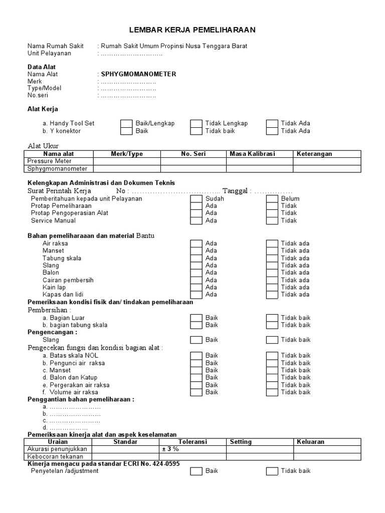 Checklist Lembar Kerja | PDF