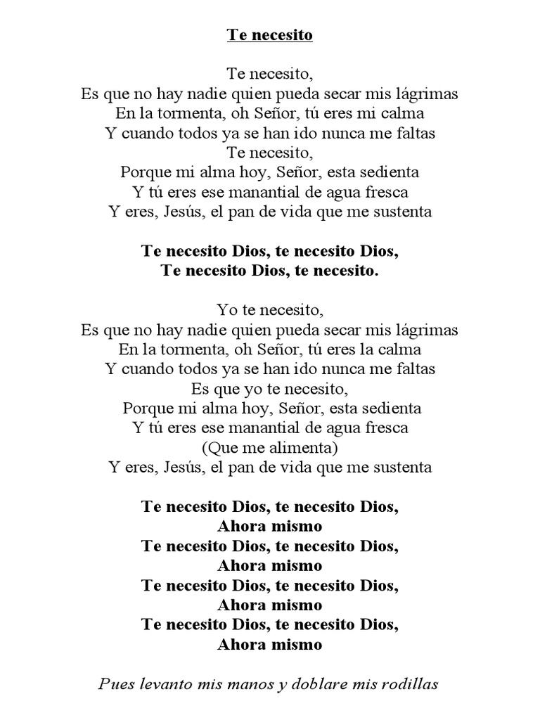 Te Necesito | PDF